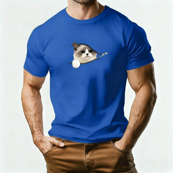 BRGZLK Men's Cat and Dog T-Shirt, Summer Fun 3D Printed Cartoon Bear T ...