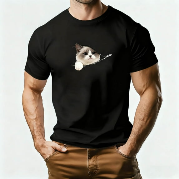 BRGZLK Men's Cat and Dog T-Shirt, Summer Fun 3D Printed Cartoon Bear T ...