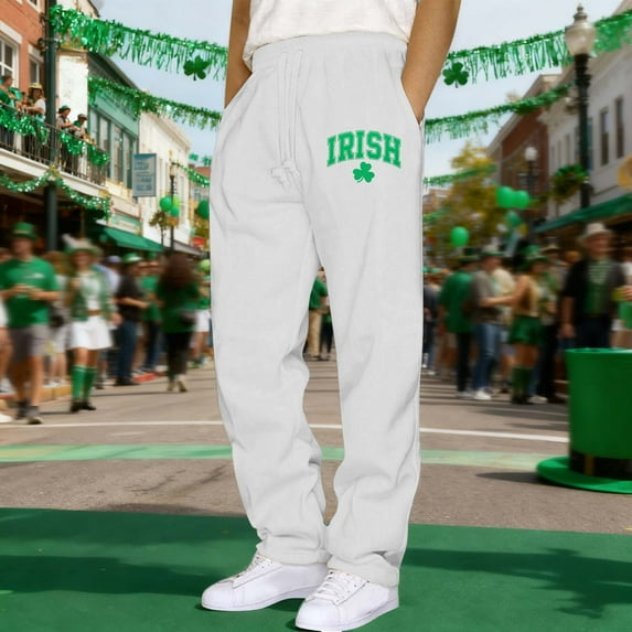 BRGZLK Men's Clover Print Saint Patricks Day Casual Cozy Rope Elastic ...