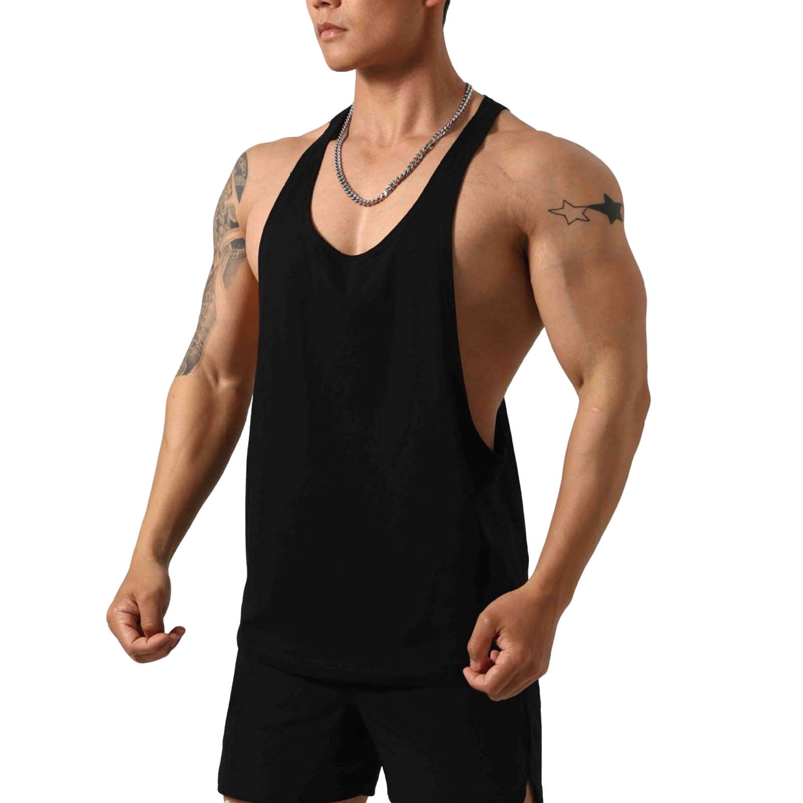 BRGZLK Men's Cotton Workout Tank Tops Dry Fit Gym Bodybuilding Training ...