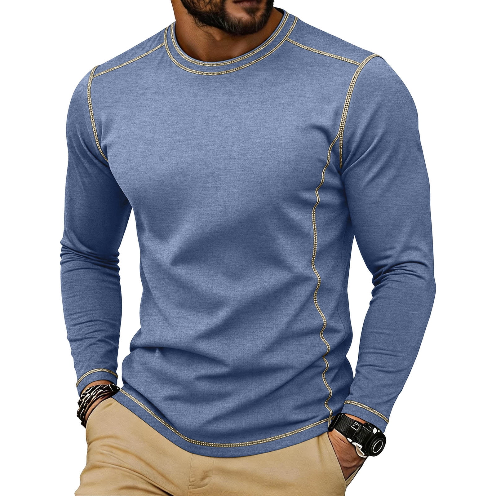 BRGZLK Men's Crew Neck T Shirts 2026 Casual Fashion Color Block Round ...