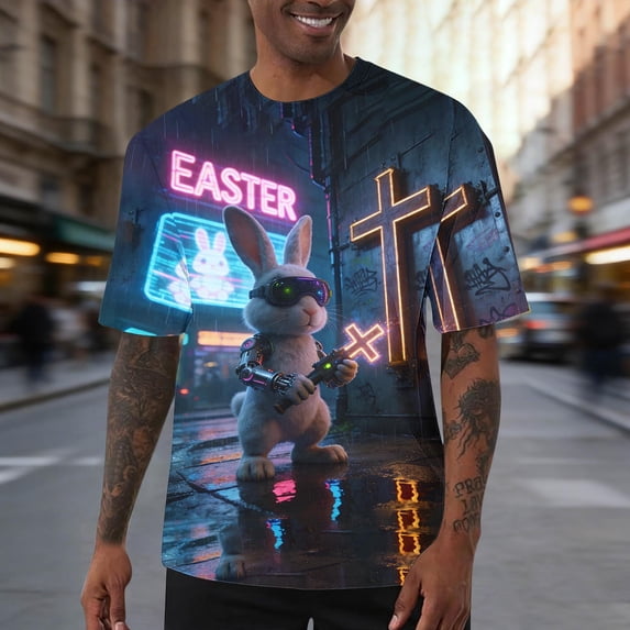 BRGZLK Men's Fashion T-Shirt Christian Shirt Jesus 3D Printed Short ...