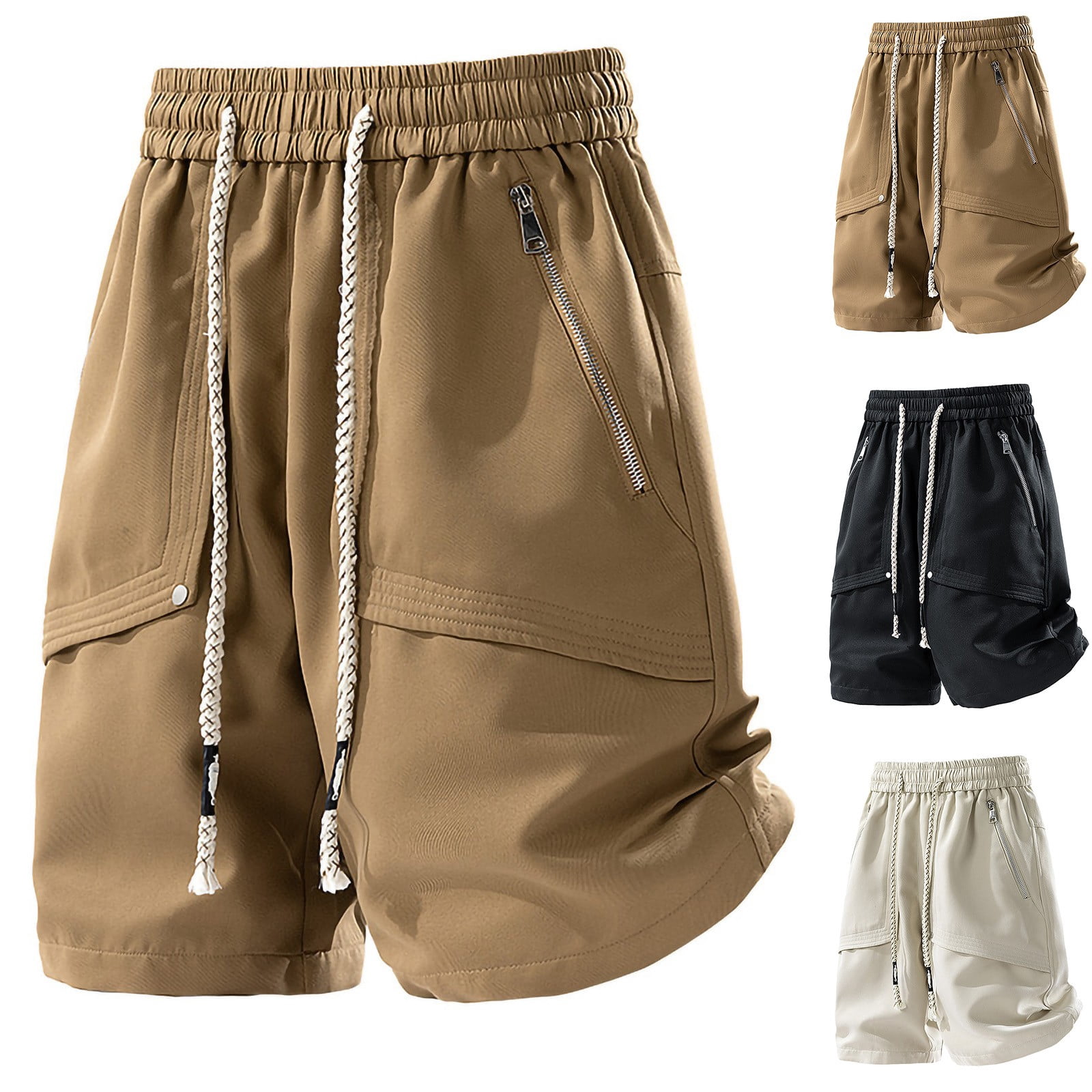 BRGZLK Men's Lightweight Cargo Shorts Solid Color Loose Casual Summer ...