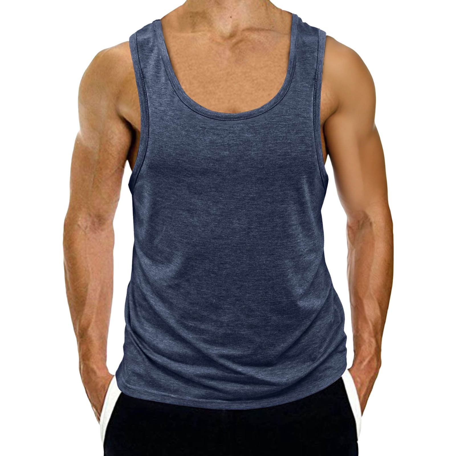 BRGZLK Men's Linen Cotton Muscle Tank Top Slim Fit Breathable For ...