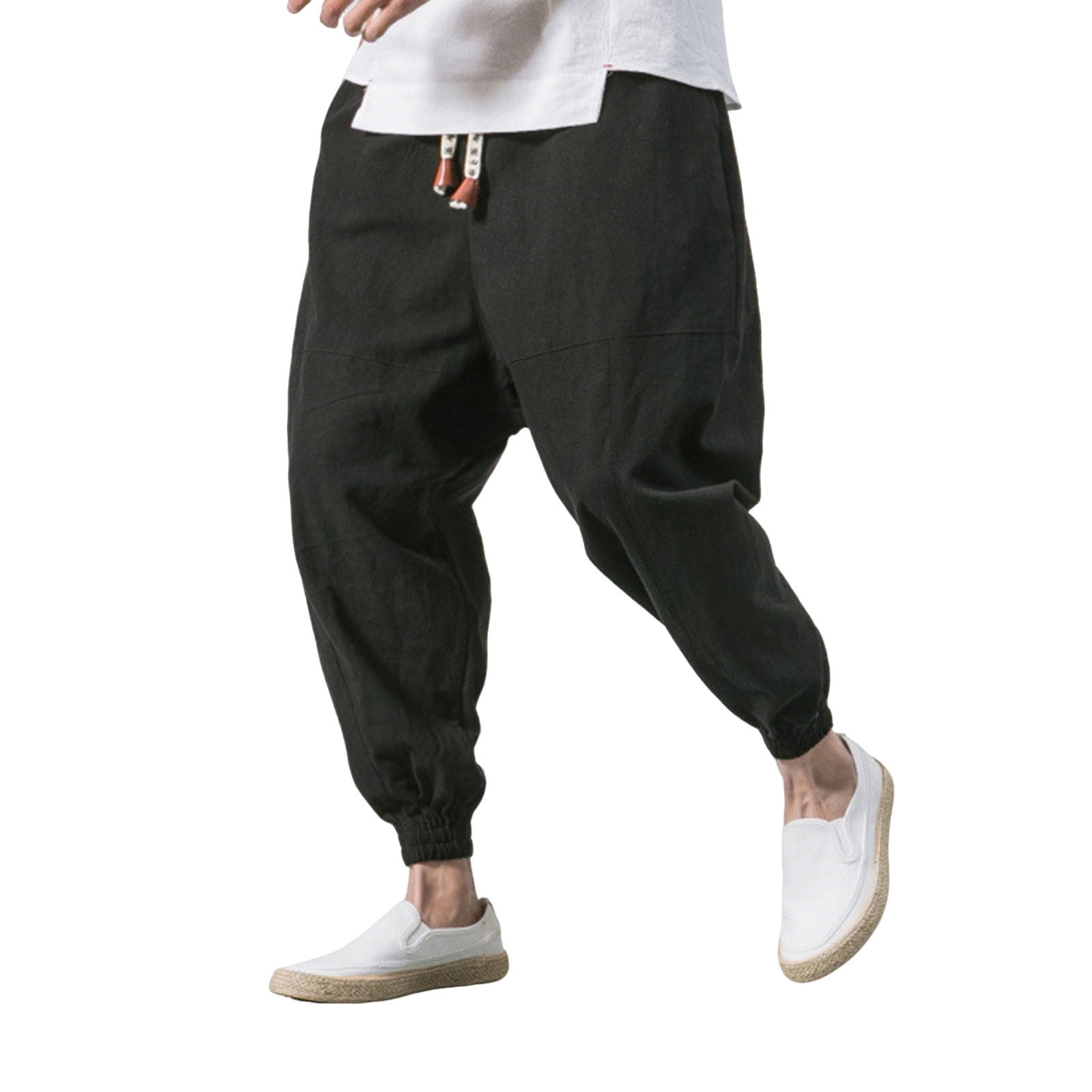 BRGZLK Men's Linen Pants, Fashionable Low-Rise Sweatpants, Slim Pants ...