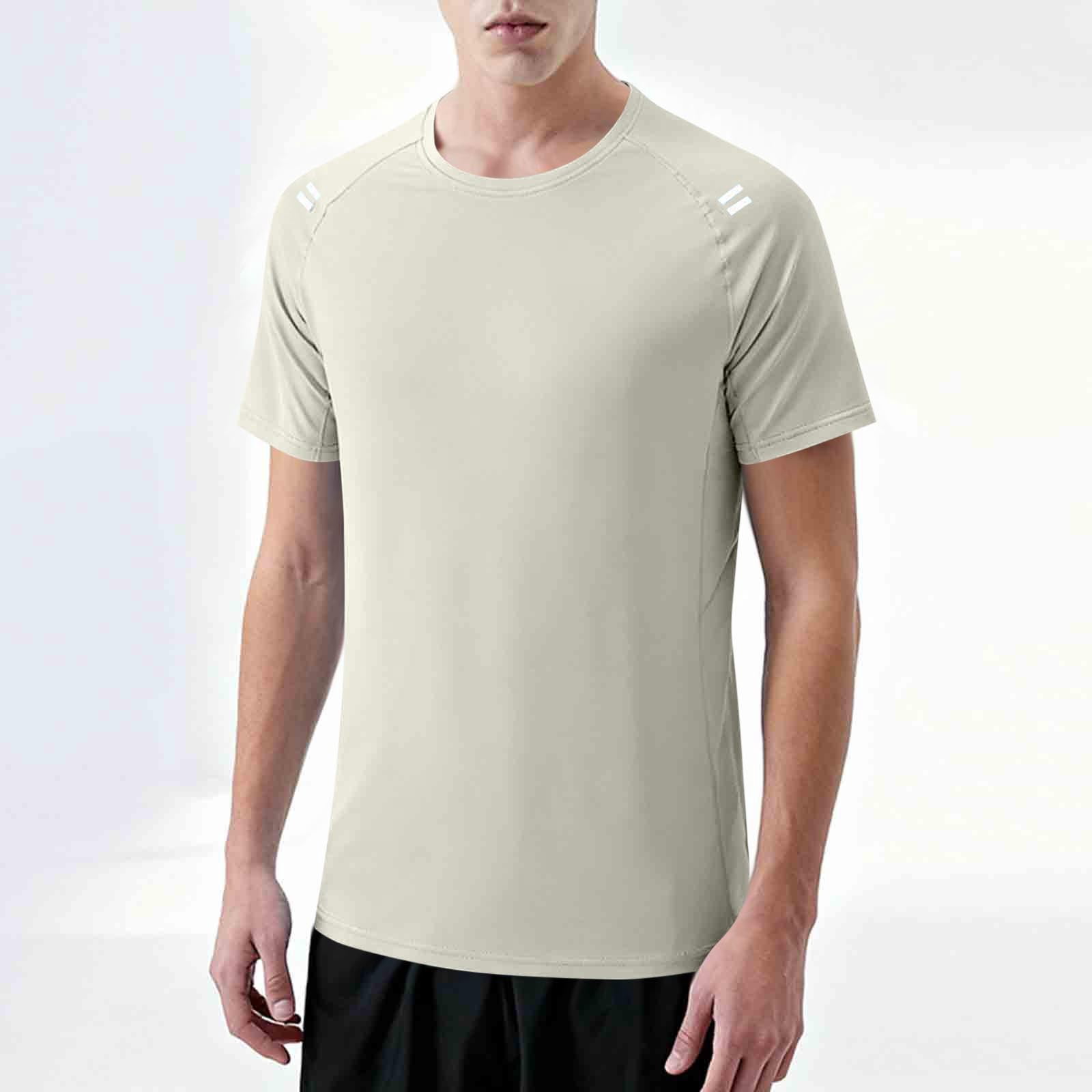 BRGZLK Men's Short Sleeved Round Neck Solid Color Sports Casual Running ...