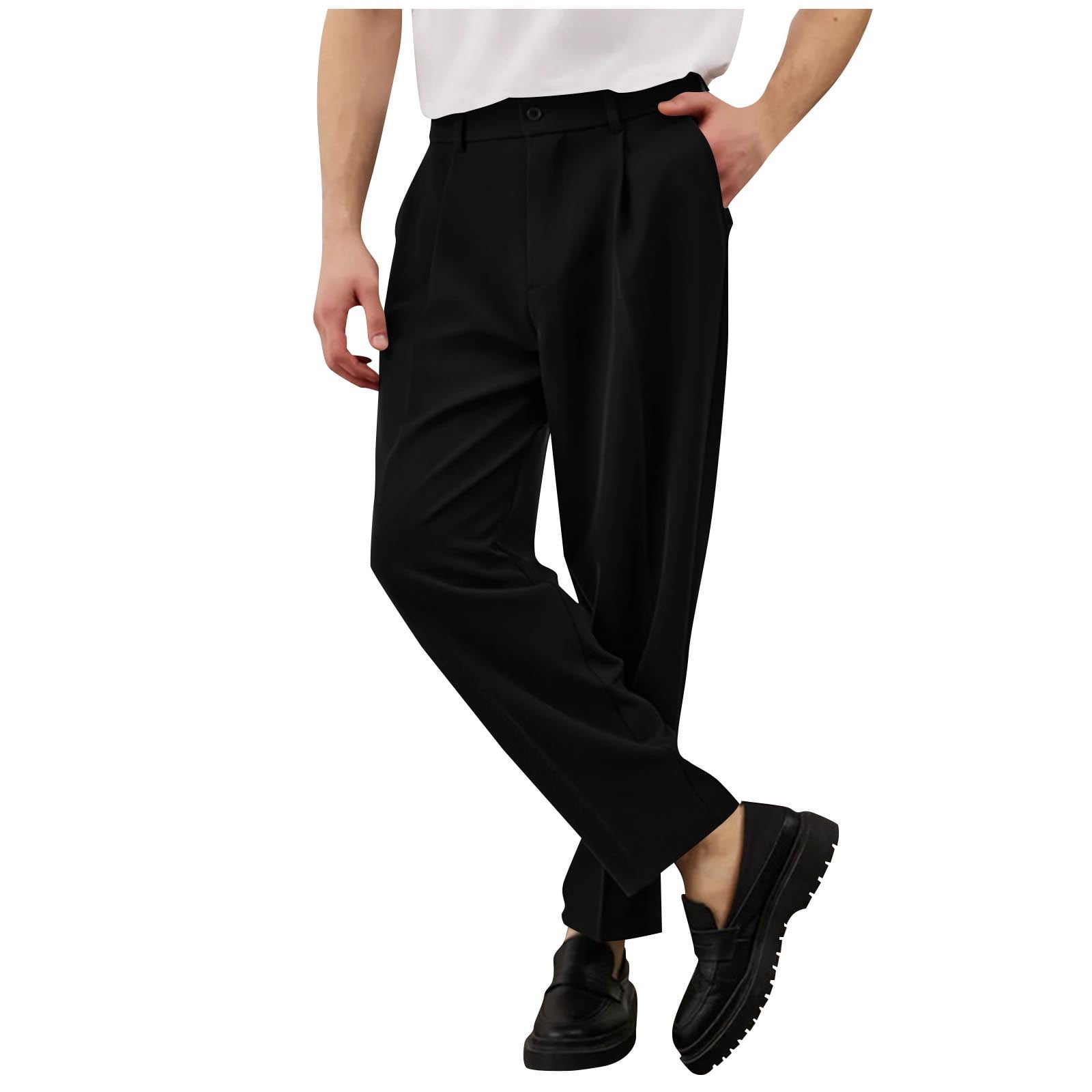 BRGZLK Men's Straight Suit Pants, Trousers, Zippered Fashion Slacks ...