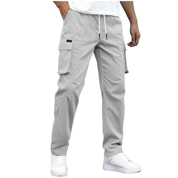 BRGZLK Men's Suit Long Pants Elastic Loose Wide Leg Work Clothes Long ...