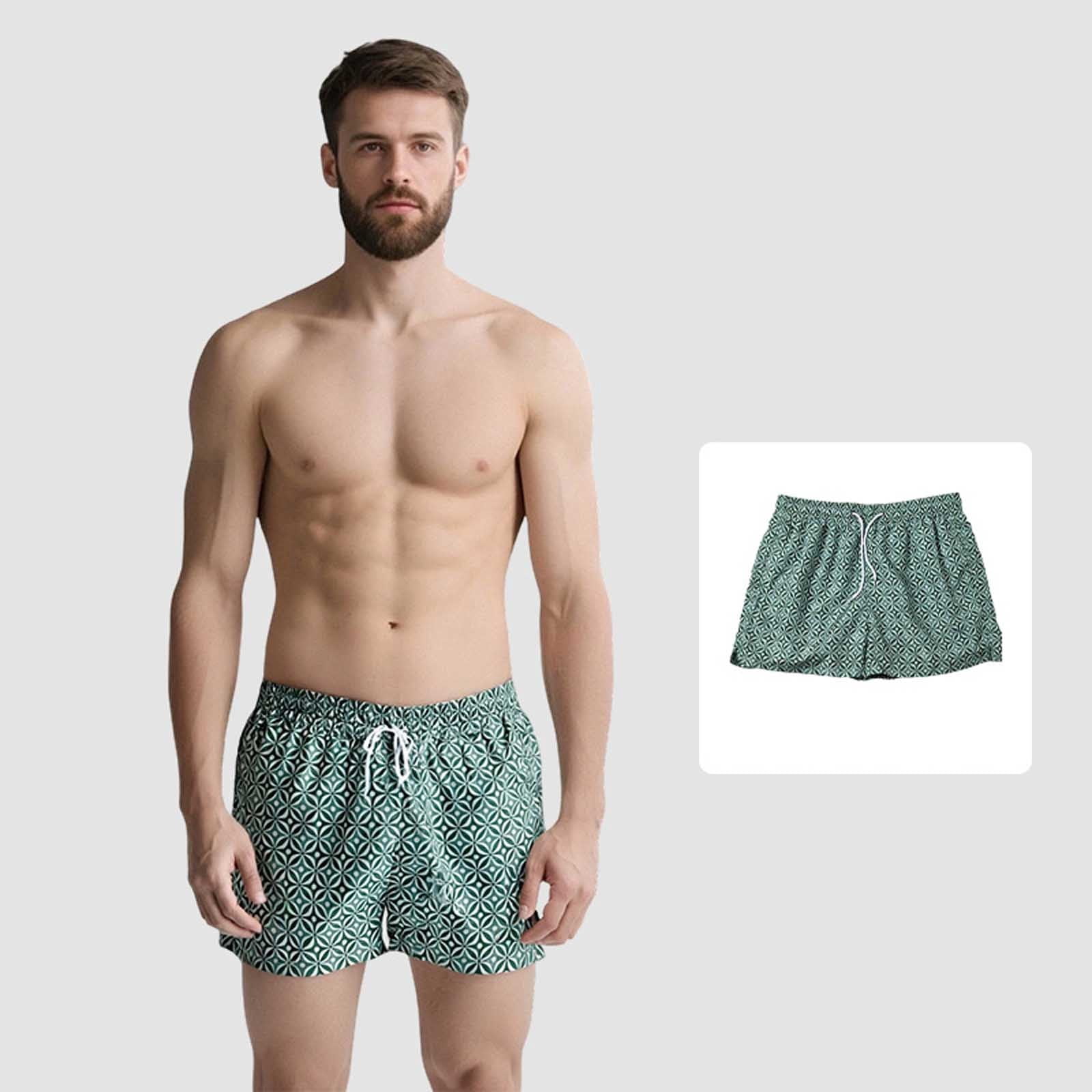 BRGZLK Men's Swim Trunks 5-Inch Boxer Briefs Tropical Print Quick Dry ...