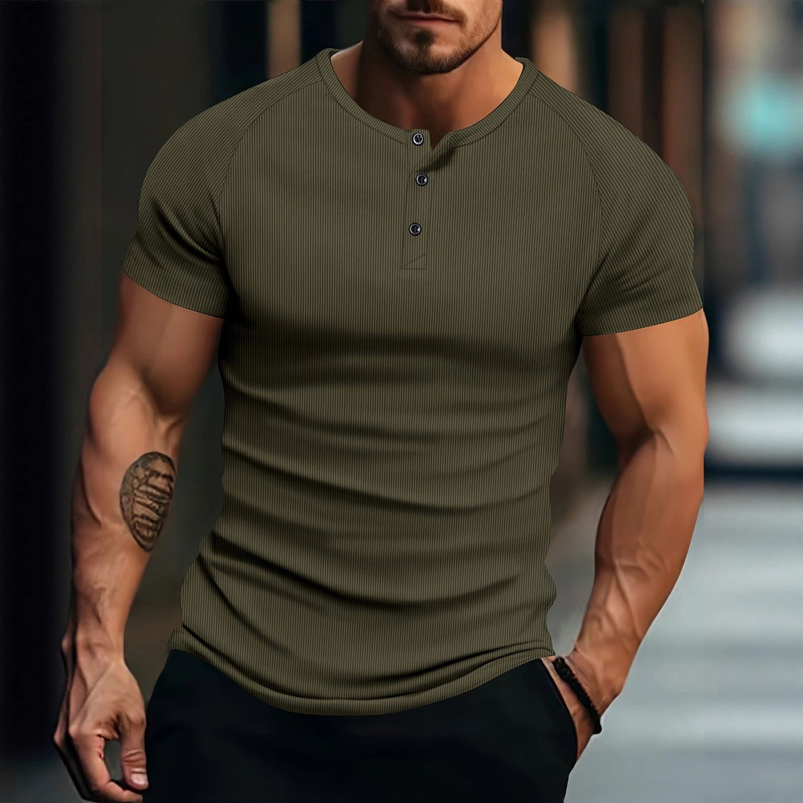BRGZLK Men's T-Shirt Henry Short Sleeve Shirt Moisture Wicking ...