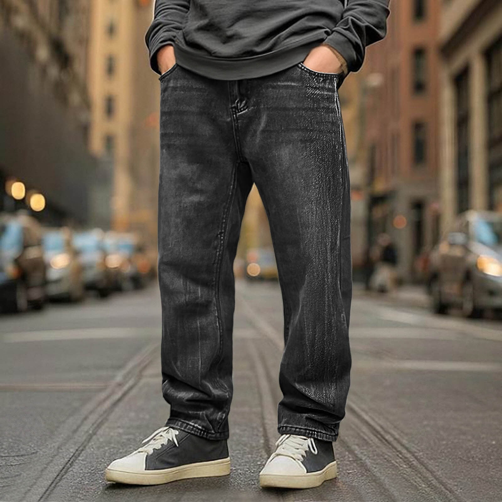 BRGZLK Men's Vintage Flared Jeans Solid Color Stretch Slim Fit Casual ...
