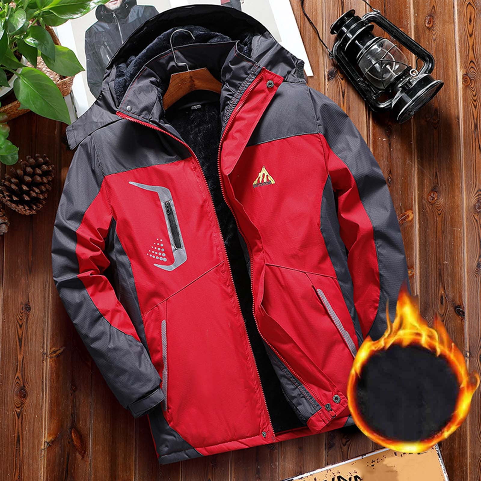 BRGZLK Men's Winter Ski Jacket Trendy Solid Casual Long Sleeve Zipper ...