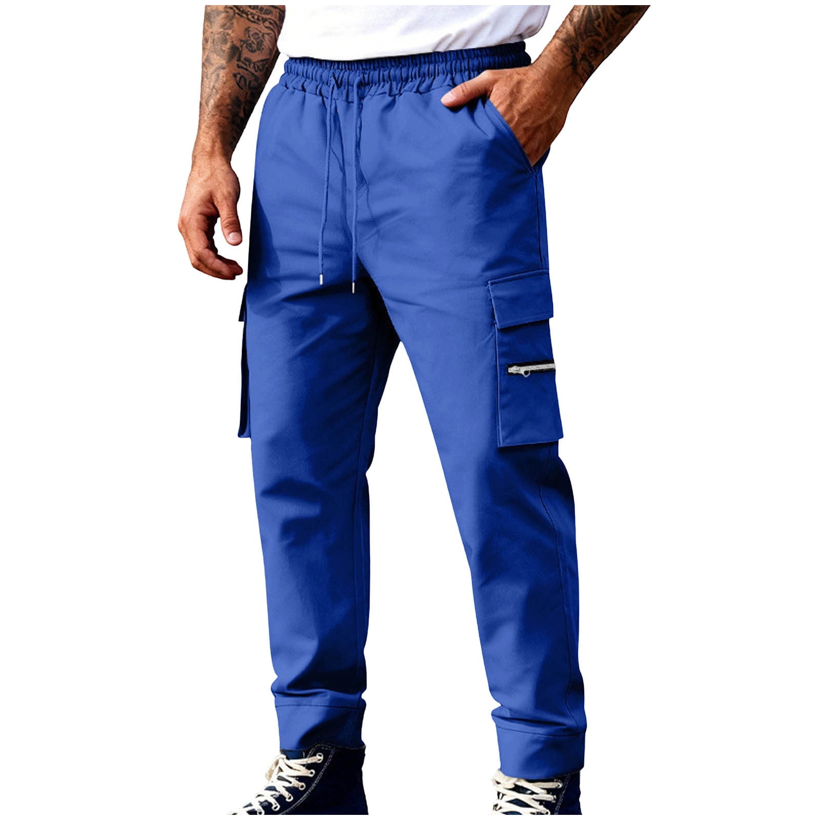 BRGZLK Men's Work Pants, Sports Pants, Drawstring Elastic Zipper ...