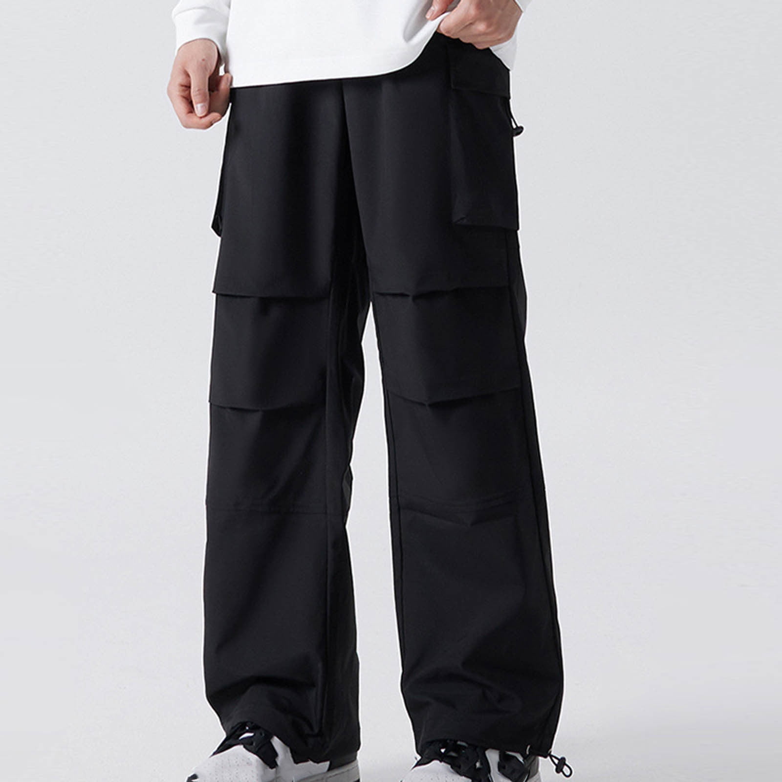 BRGZLK Mens Baggy Cargo Pants Fashion Solid Color Multi Pocket Spring ...