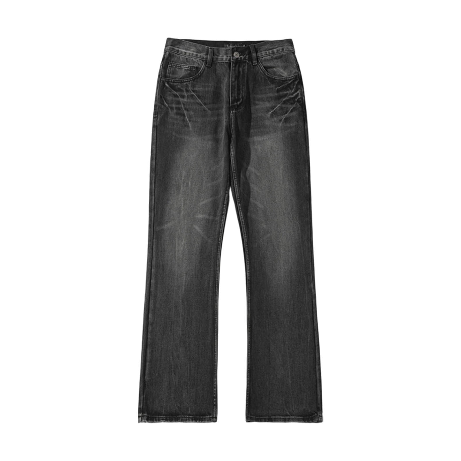 BRGZLK Mens Pants Fahion Casual Solid Color Vintage Flare Denim Hip Hop ...