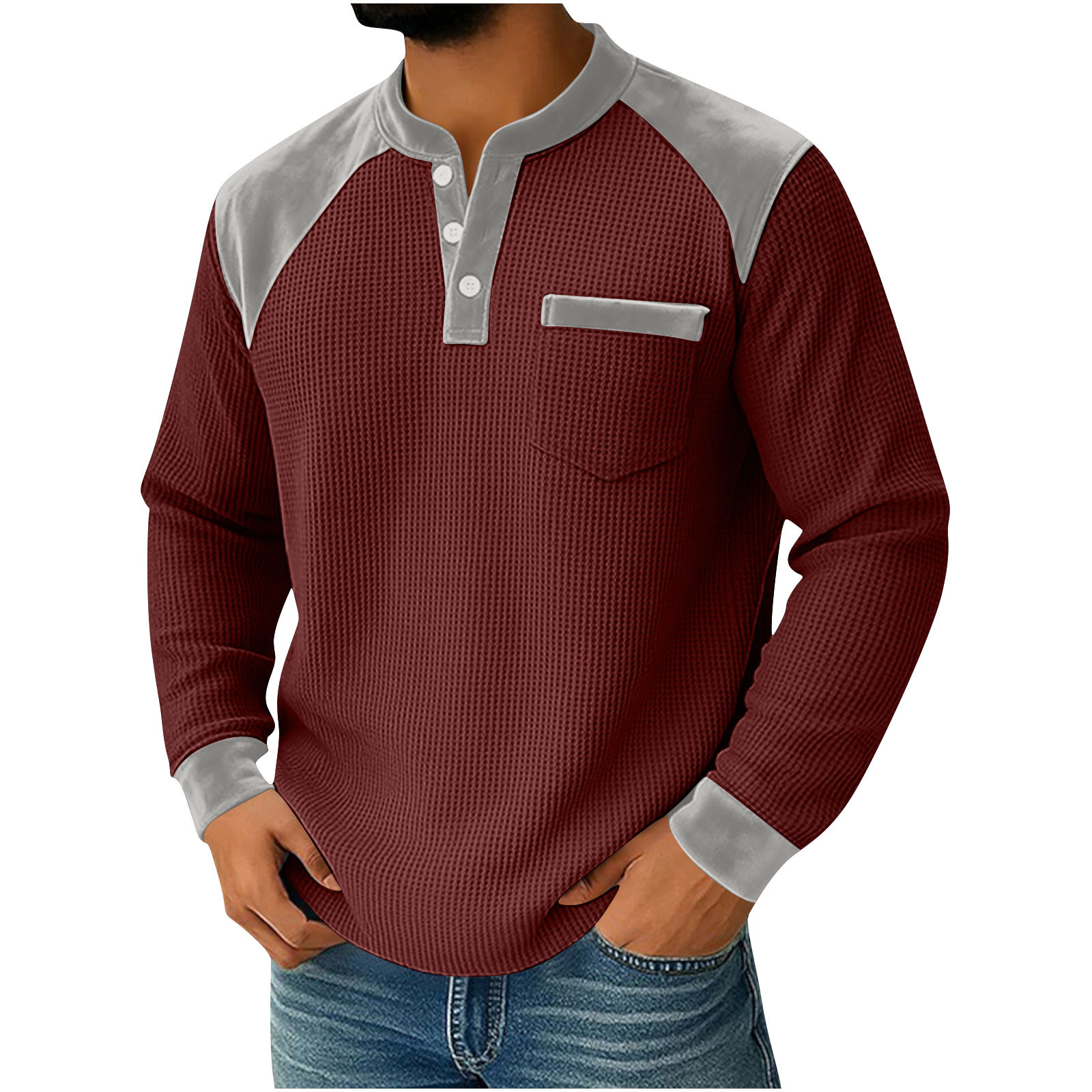 BRGZLK Mens Pullover Sweatshirts Casual Fashion Long Sleeve Patchwork ...