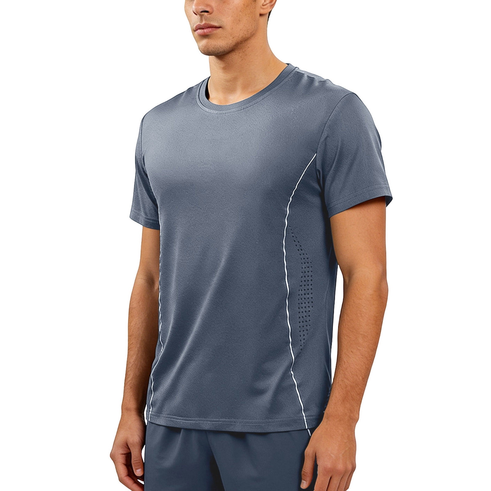 BRGZLK Mens Shirts Round Neck Short Sleeve Moisture Wicking Workout ...