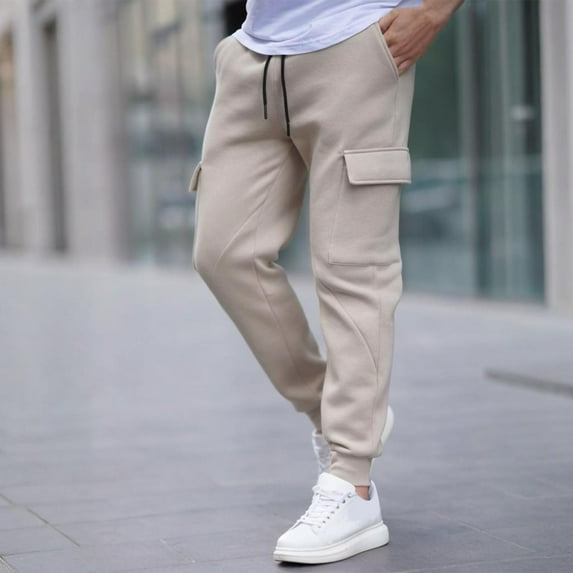 BRGZLK Mens Solid Color Work Sweatpants Drawstring Elastic Waist ...