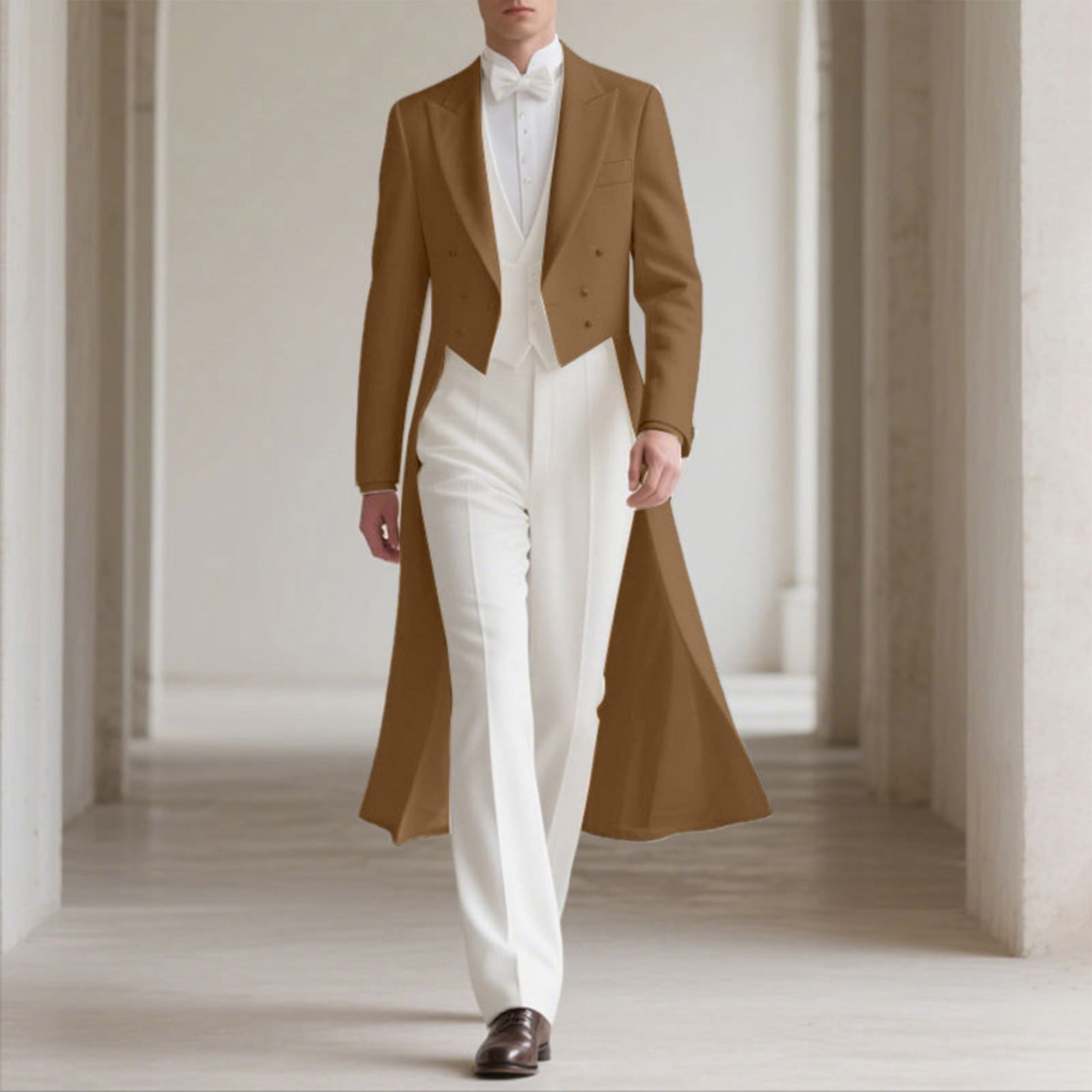 BRGZLK Mens Tailcoat Cardigan Long Tuxedo Jacket Formal Slim Fit Dress ...