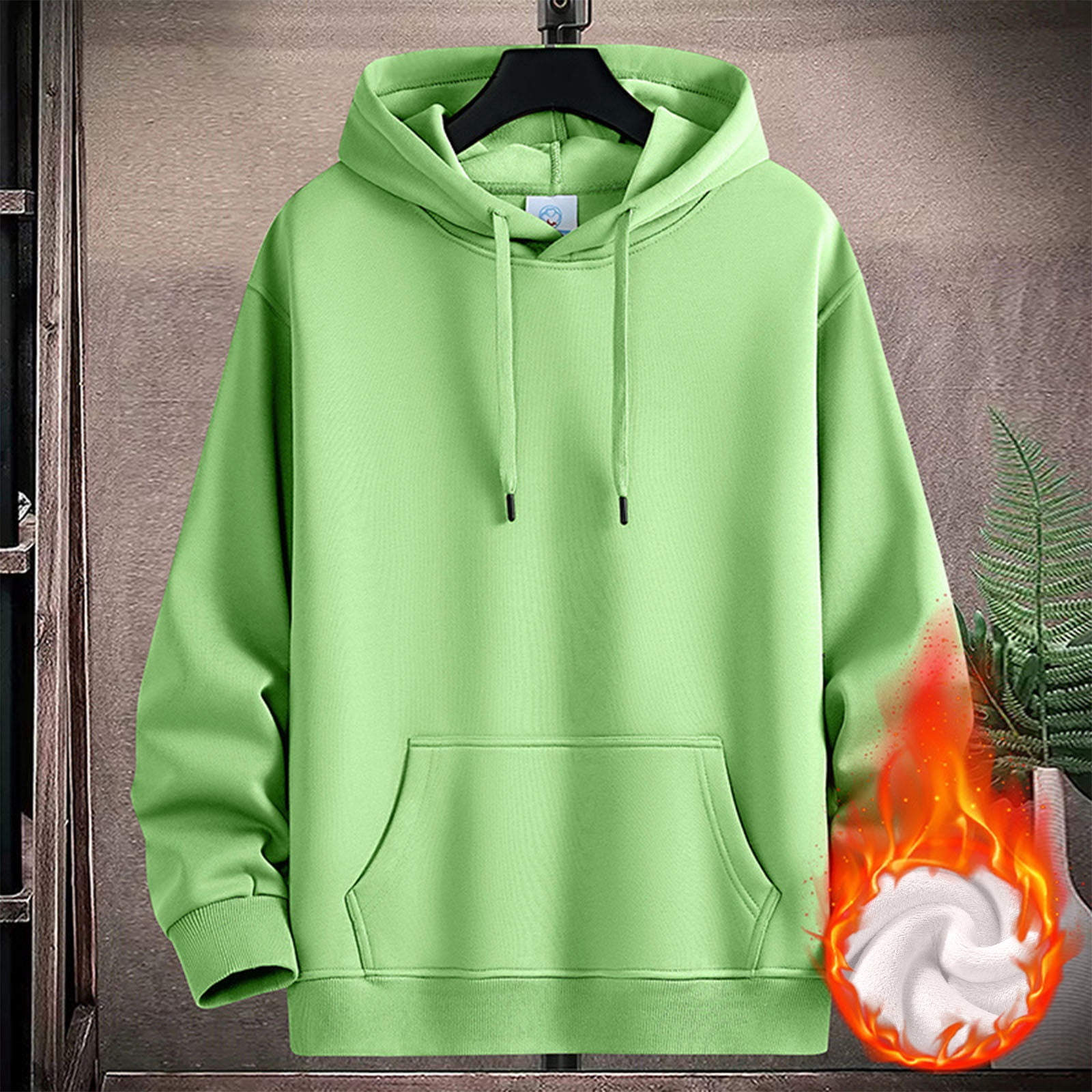 BRGZLK Oversized Fleece Hoodies for Men Fashion Solid Color Loose Fit ...