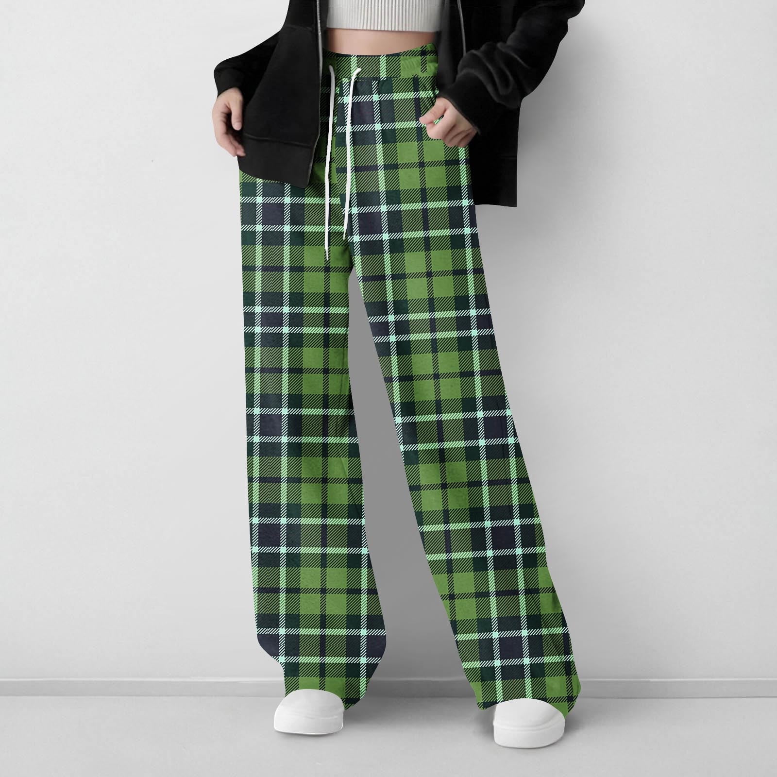 BRGZLK Plaid Sweatpant for Girls Warm Cold Proof Sweatpants Wide Leg ...