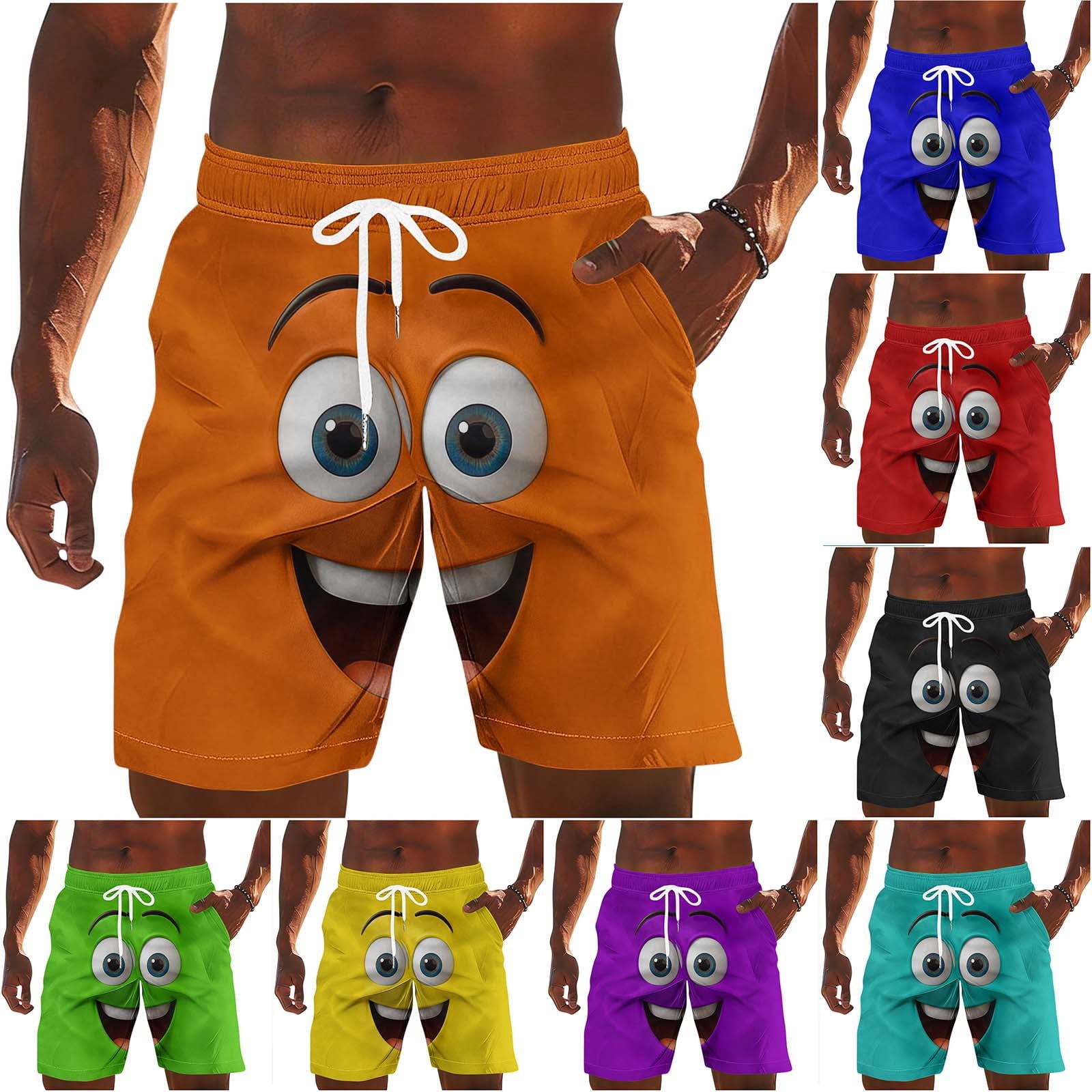 BRGZLK Plus Size Beach Shorts For Men Funny Print Casual Expression ...
