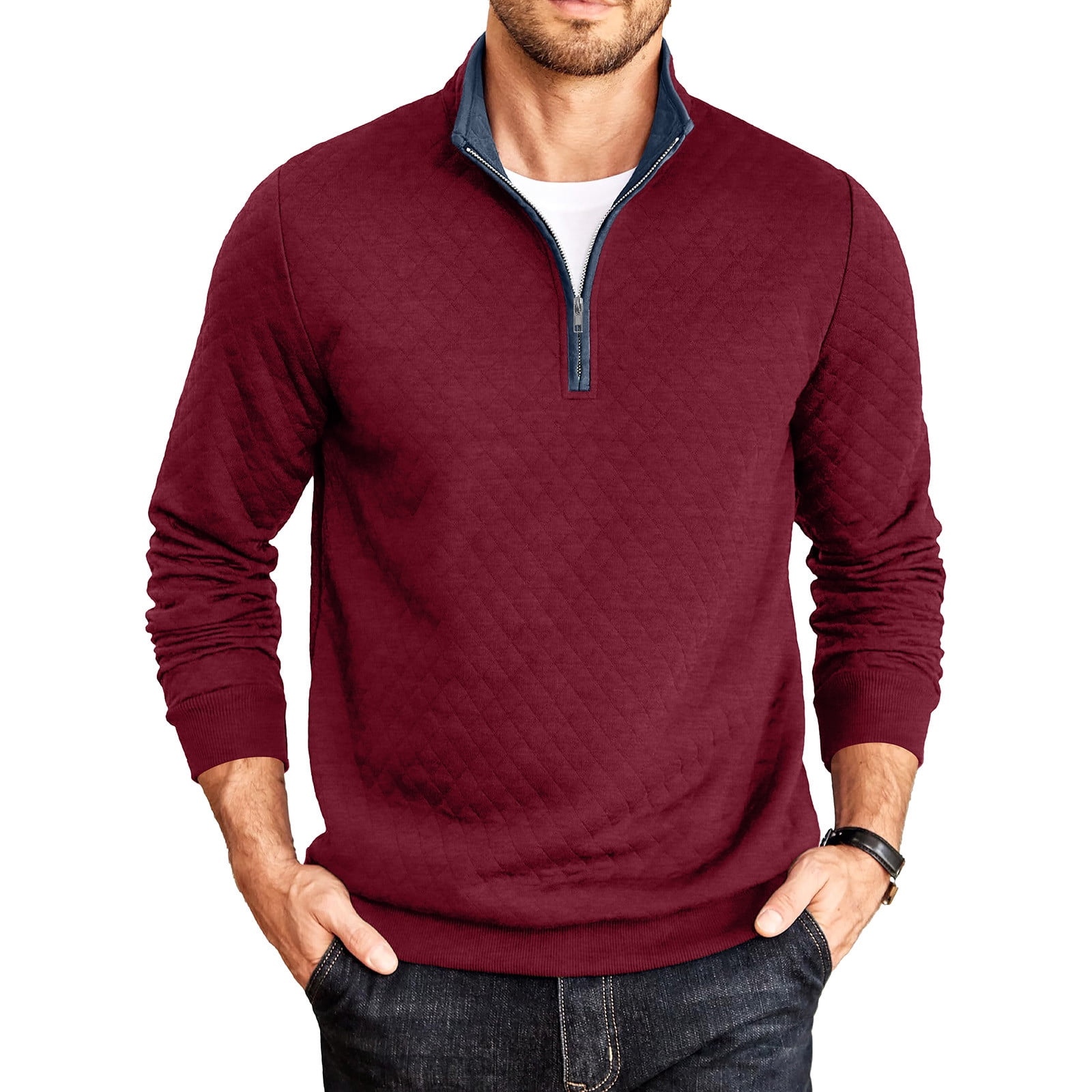 BRGZLK Quarter Zip Pullover Shirt for Men 2026 Fall Winter Novel Trendy ...