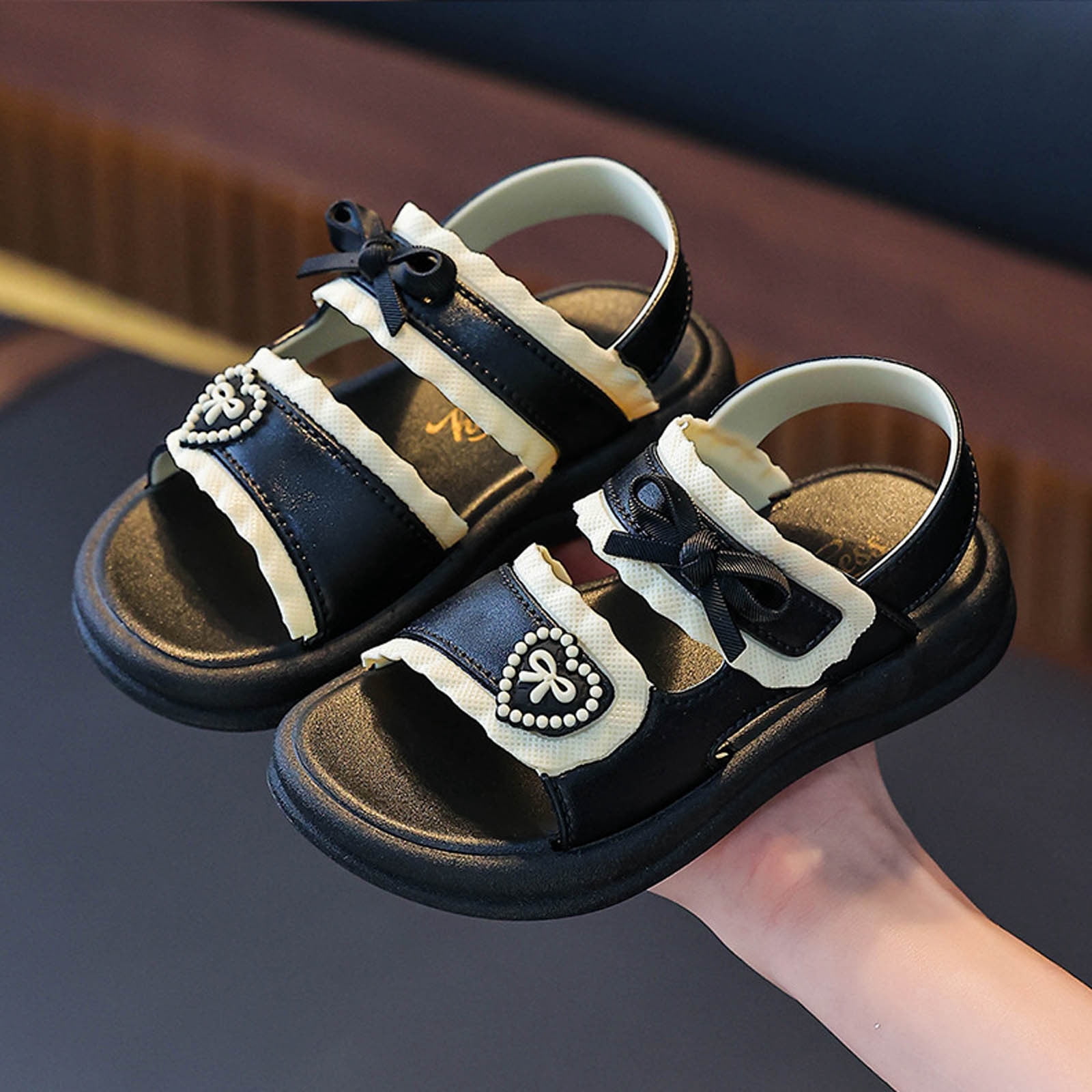 BRGZLK Sandals for Girls Summer 2026 Cute Bow Open Toe Hook and Loop ...