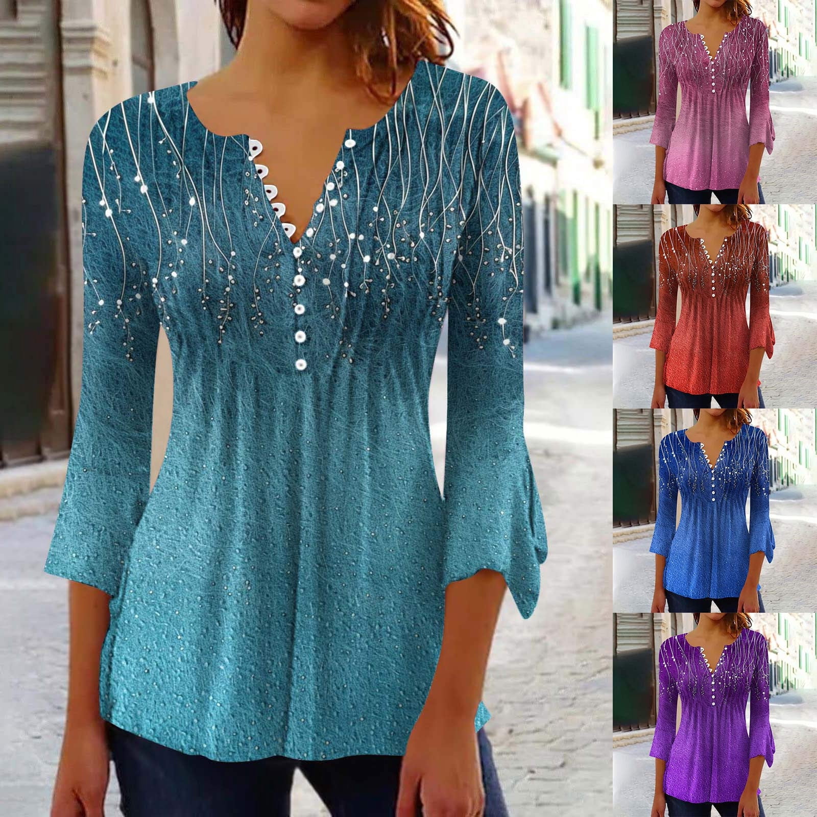 BRGZLK Short Sleeve Tops For Women Trendy 2026 Boho Floral Print Tunic ...