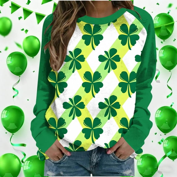 BRGZLK St. Patrick's Day Irish T-Shirt Sweatshirt Loose Pulloverx Women ...
