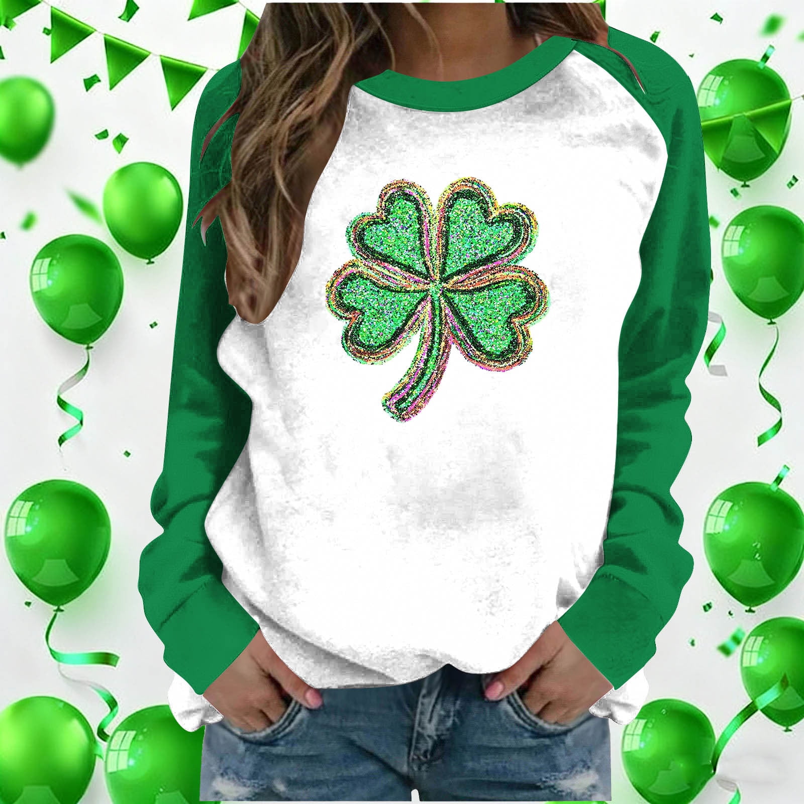 BRGZLK St. Patrick's Day Irish T-Shirt Sweatshirt Loose Pulloverx Women ...