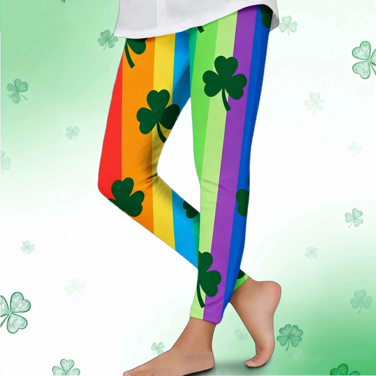 BRGZLK St. Patrick's Day Yoga Pants for Girls Shamrock Print Base Layer ...