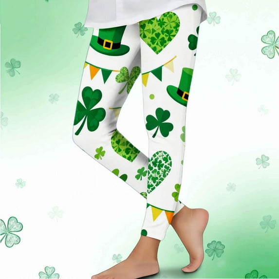 BRGZLK St. Patrick's Day Yoga Pants for Girls Shamrock Print Base Layer ...