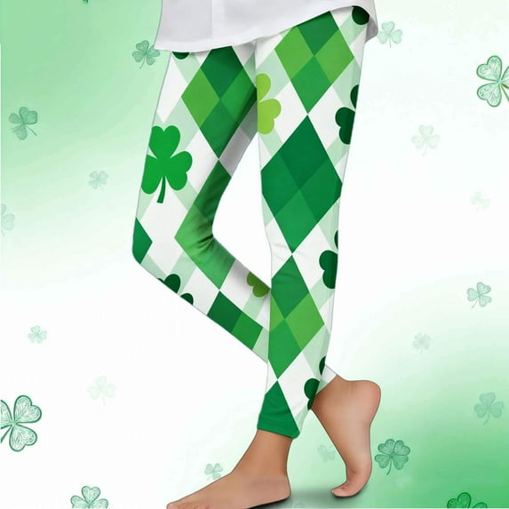 BRGZLK St. Patrick's Day Yoga Pants for Girls Shamrock Print Base Layer ...