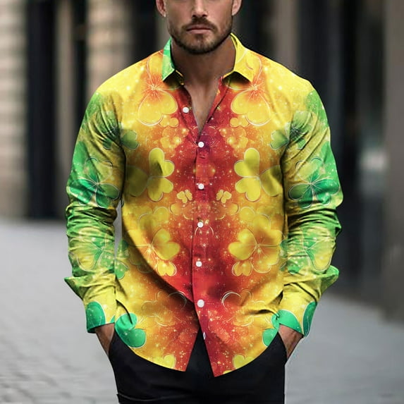 BRGZLK St Patricks Day Shirts for Men Casual Shamrock Print Fashion ...