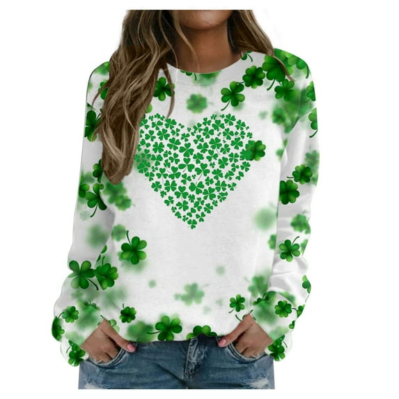 BRGZLK St Patricks Day Sweatshirt Women Casuam Fashion Round Neck Funny ...