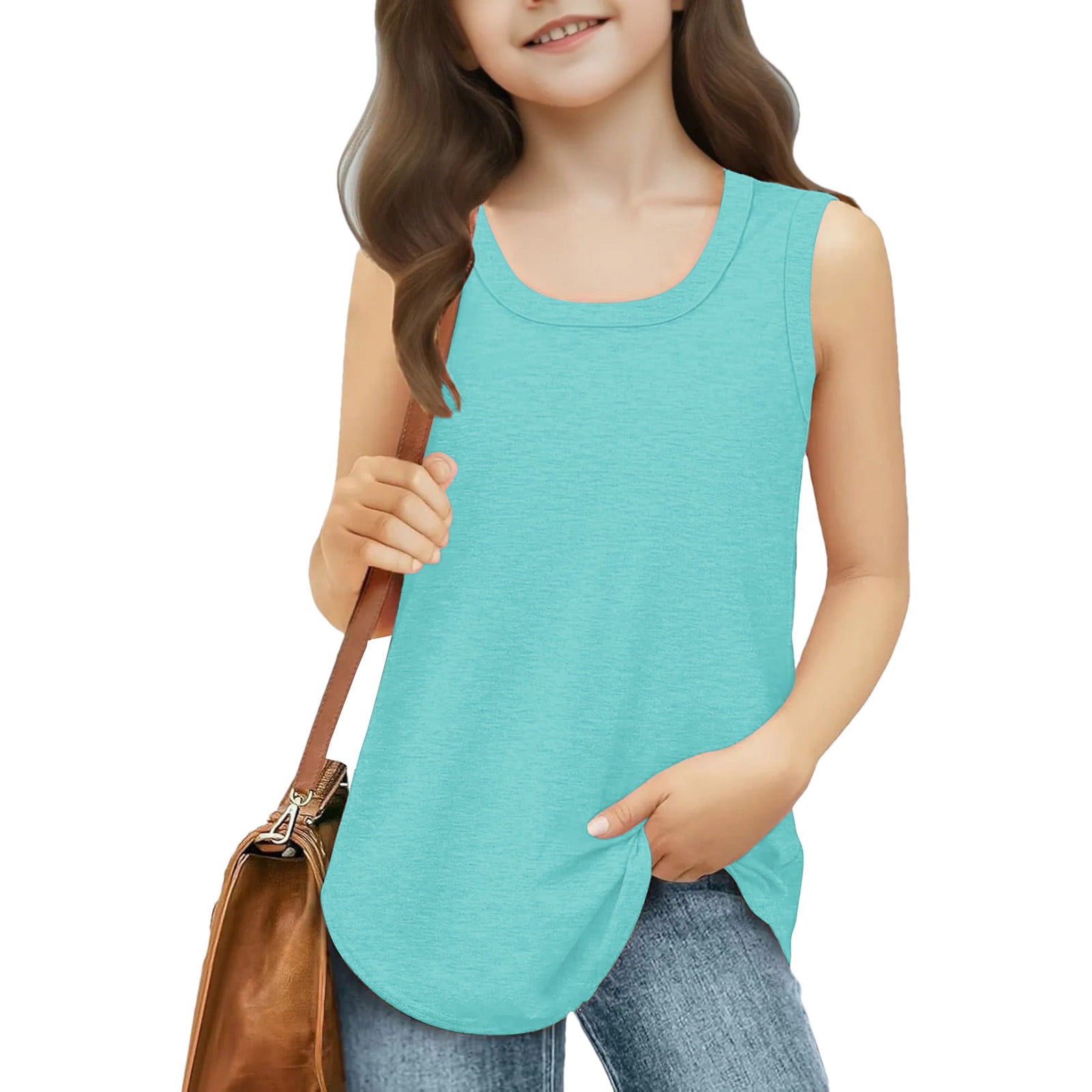 BRGZLK Tank Top for Toddler Girls Summer Fashion Solid Color Tunic Top ...