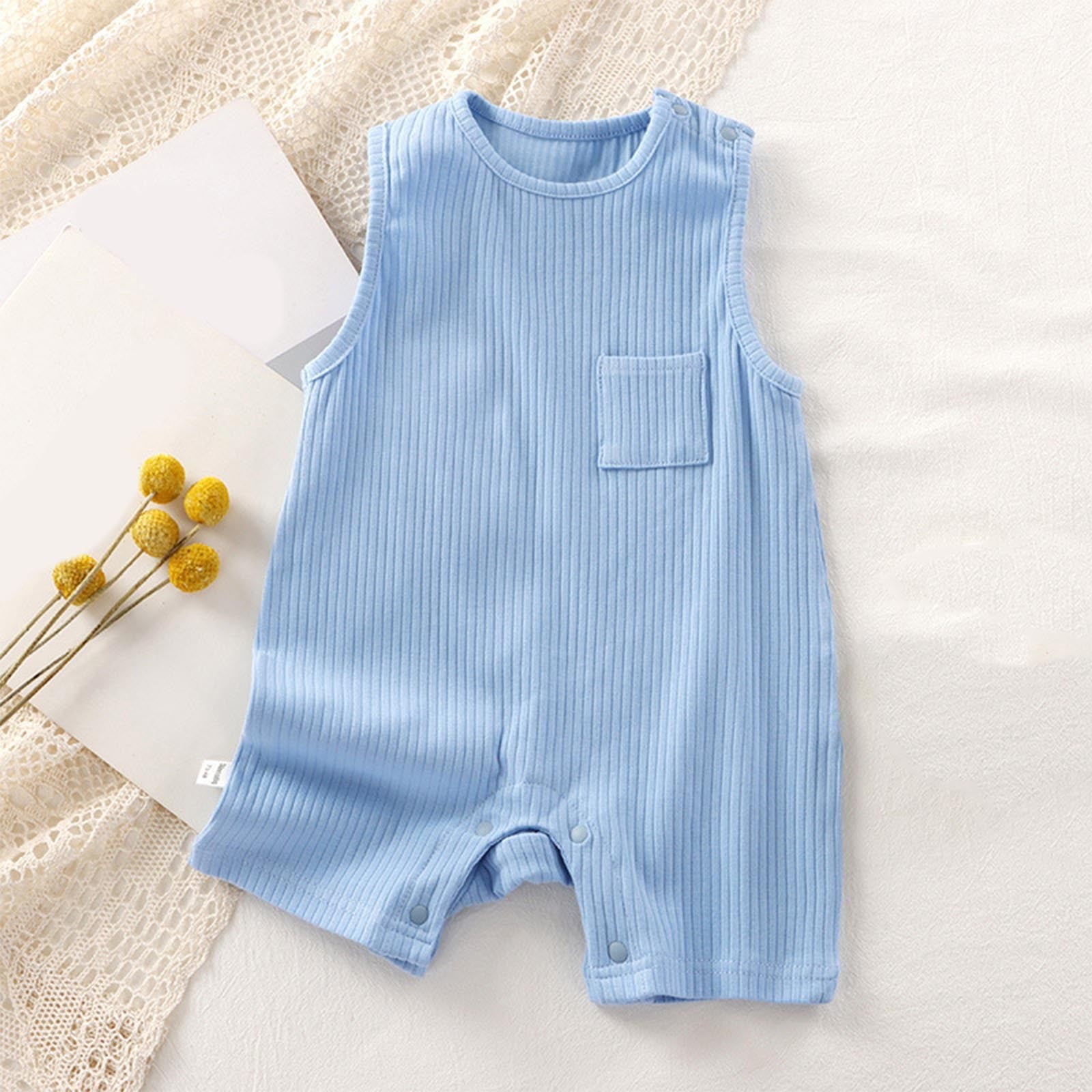 BRGZLK Toddler Baby Bodysuits Boys Girls Summer Trendy Solid Color ...