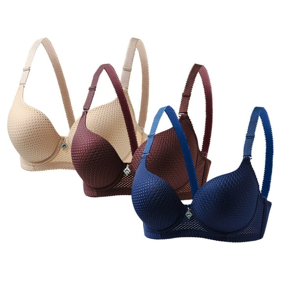 BRGZLK Underwire Bras for Women Pack of 3 Push Up Traditional Lightly ...