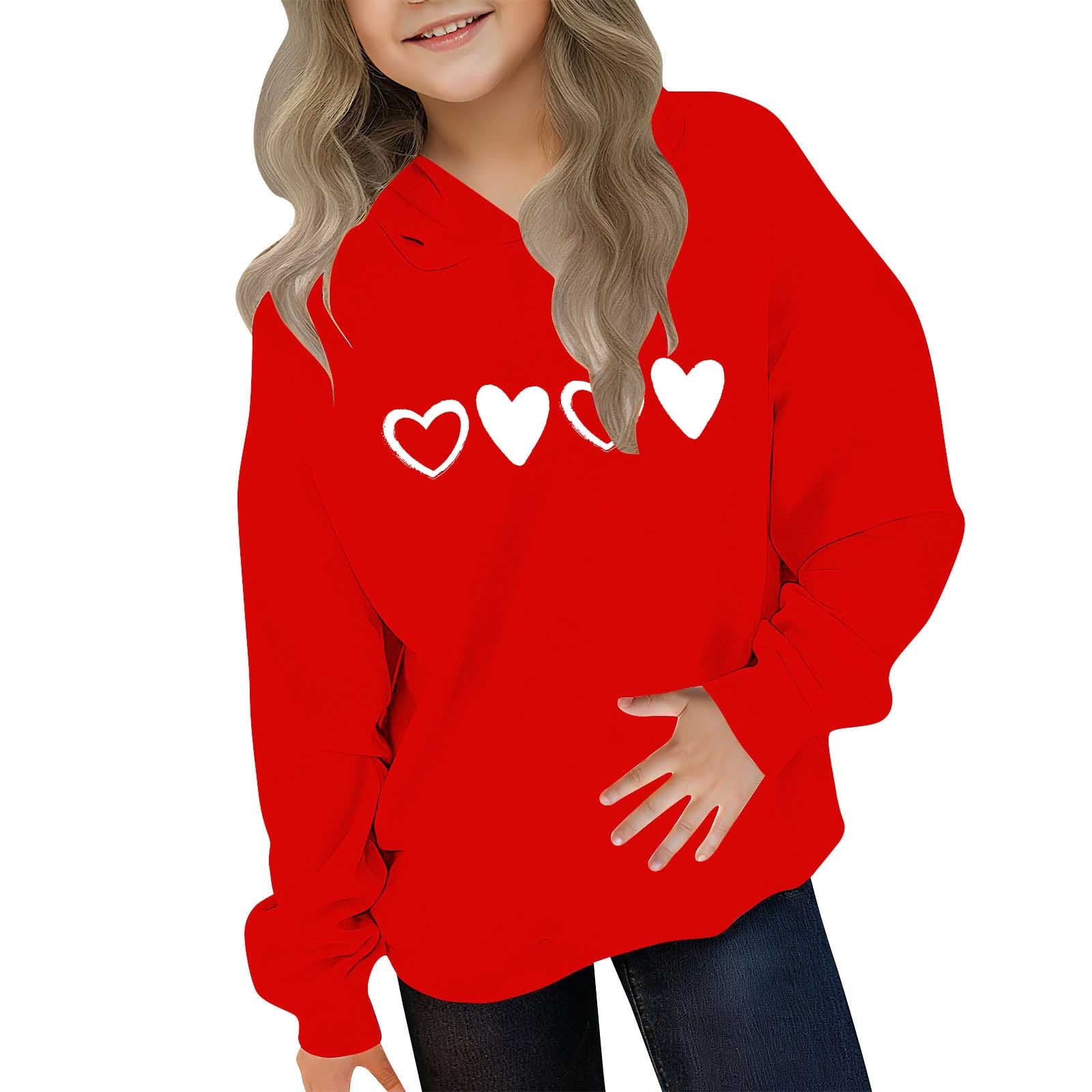 BRGZLK Valentine'S Day Hoodie Girl Cute Heart-Shaped Puppy Pattern ...