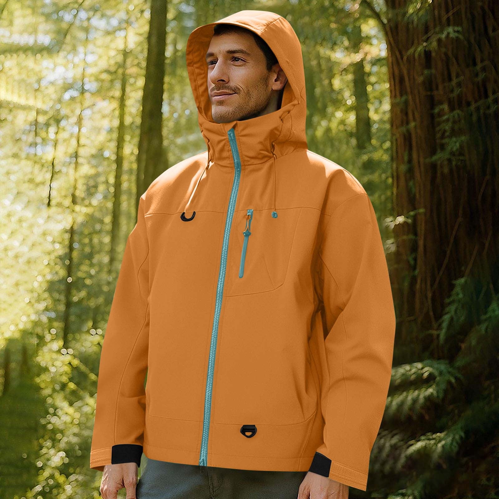 BRGZLK Waterproof Jacket for Men Fall Trendy Solid Color Zipper ...