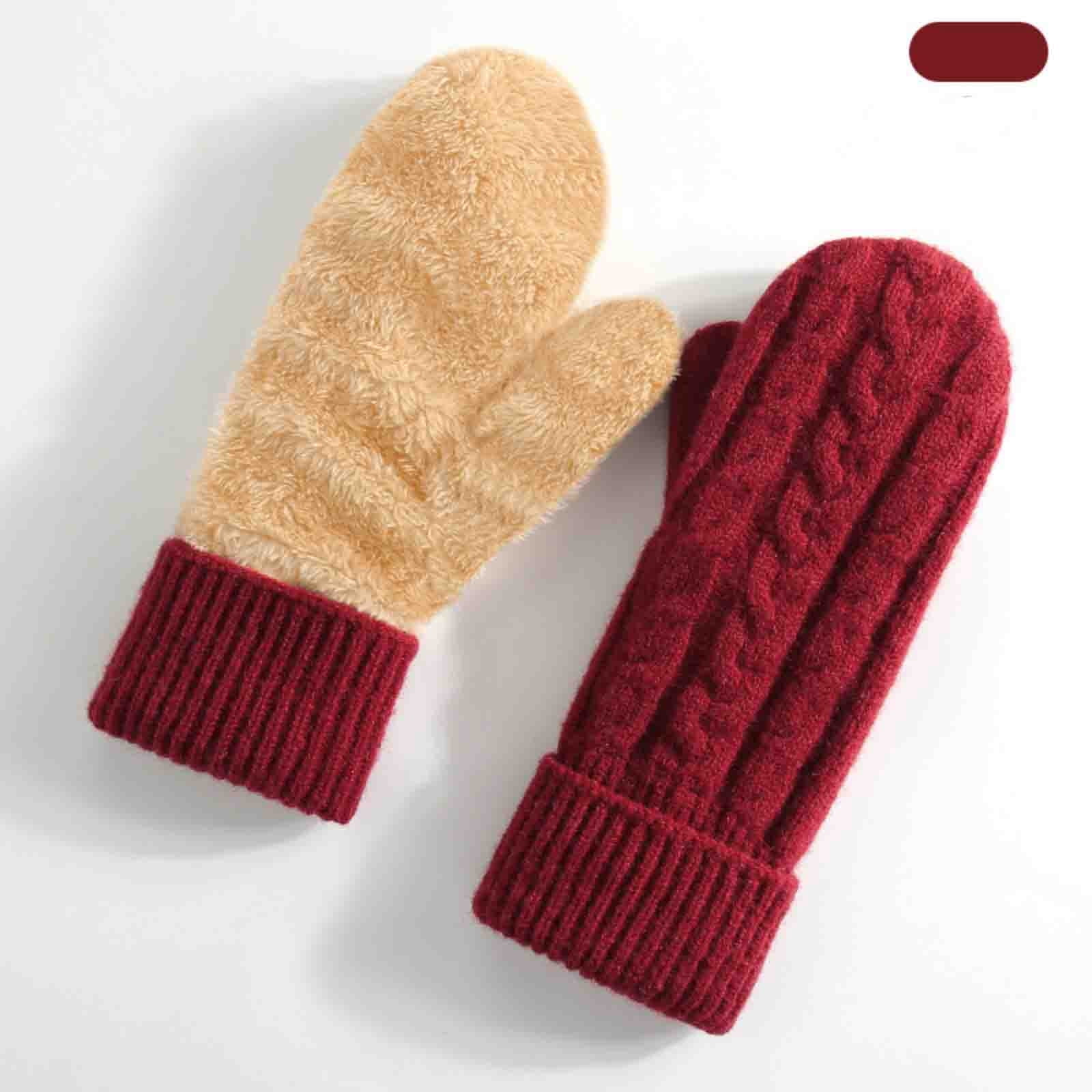 BRGZLK Winter Mittens Gloves for Women Thermal Gloves Double Layer ...