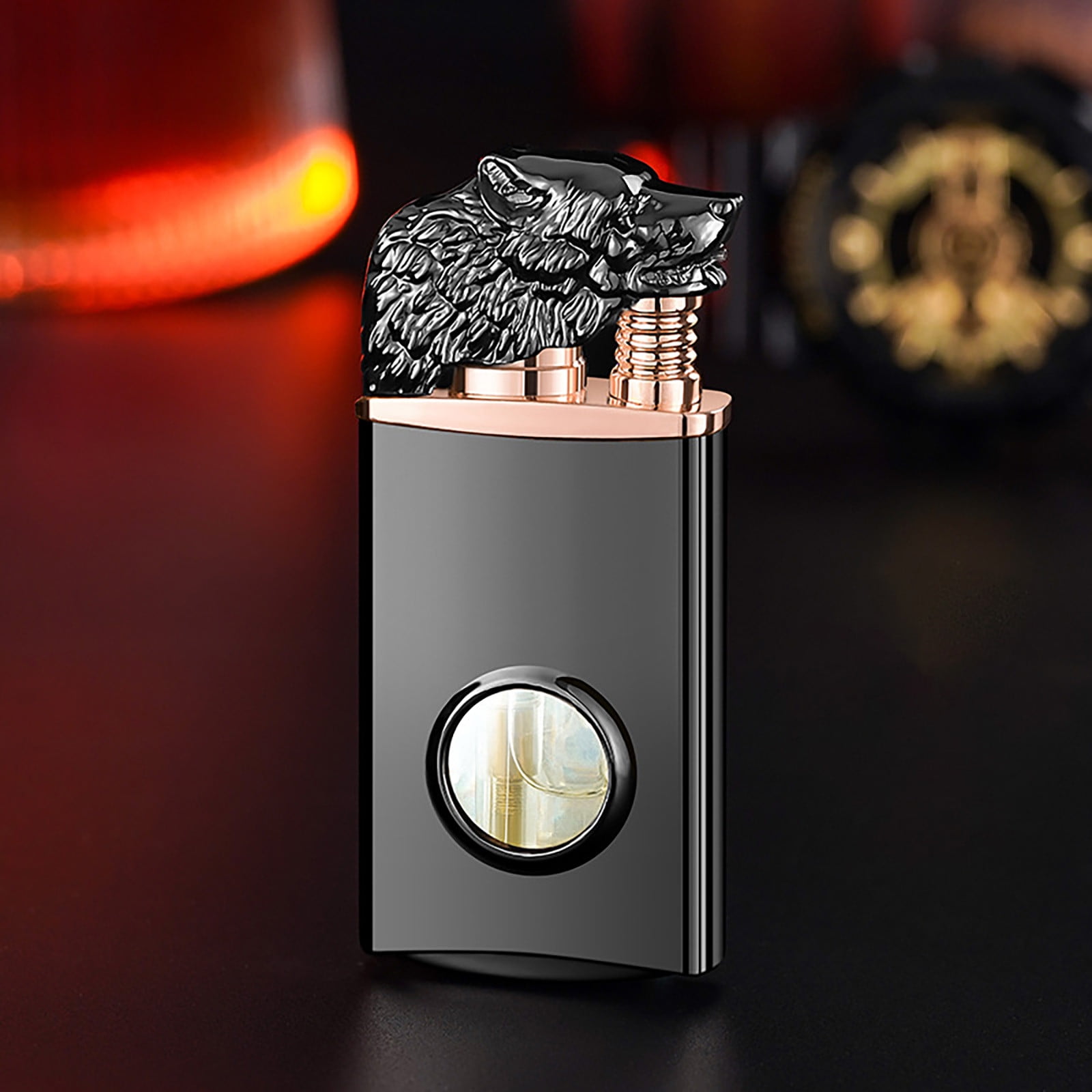 BRGZLK Wolf Head Luminous Lighter Transparent Warehouse Double Fire ...