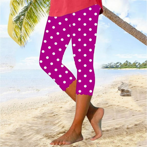 BRGZLK Women High Waist Pants Summer Polka Dot Print Fashion Casual ...