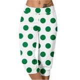 BRGZLK Women Polka Dot Sweatpant Seven Points Pants Comfy High Waist ...