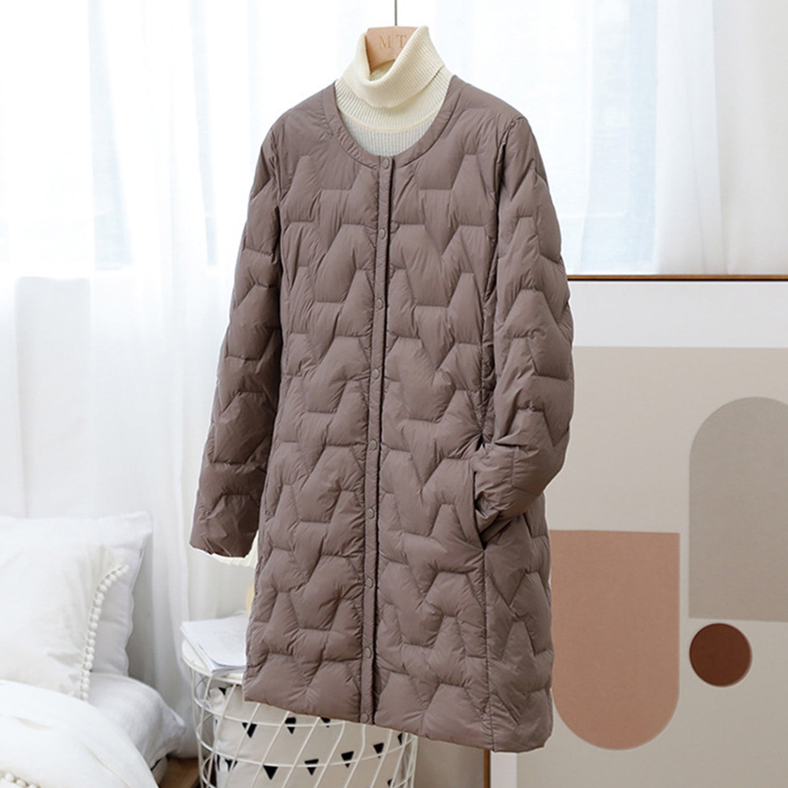 BRGZLK Women'S Winter Long Parka Coat Padded Warm Cotton Quilted ...