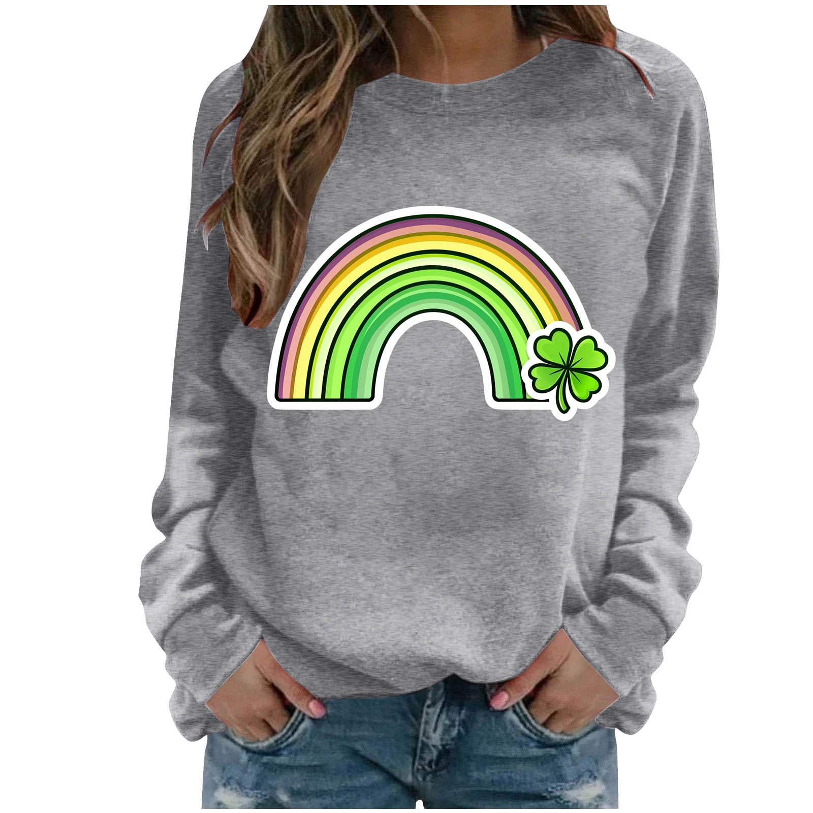 BRGZLK Women St Patricks Day Shirt Trendy Irish Shamrock Printed Long ...