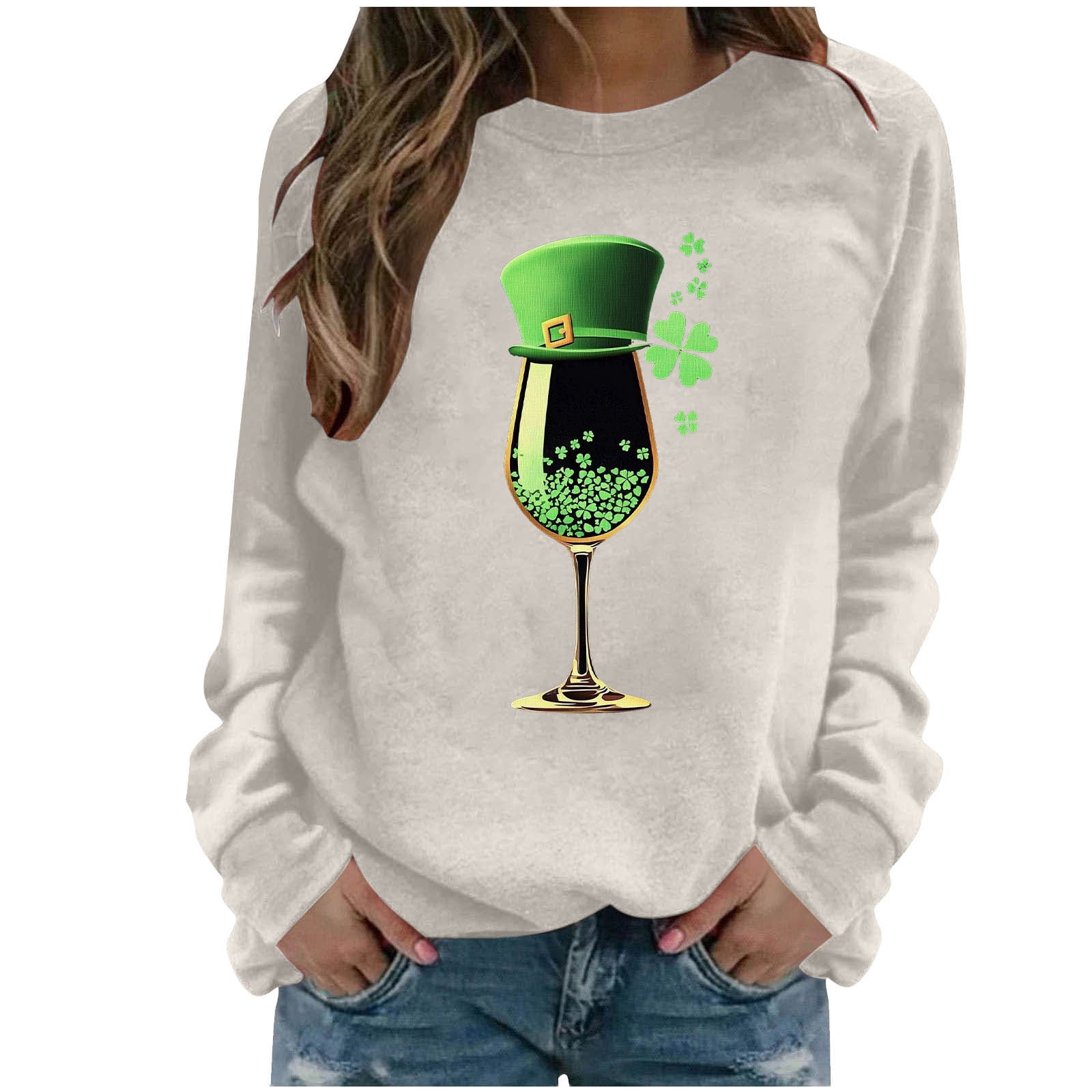 BRGZLK Women St Patricks Day Top Pattern Trendy Casual Loose Long ...
