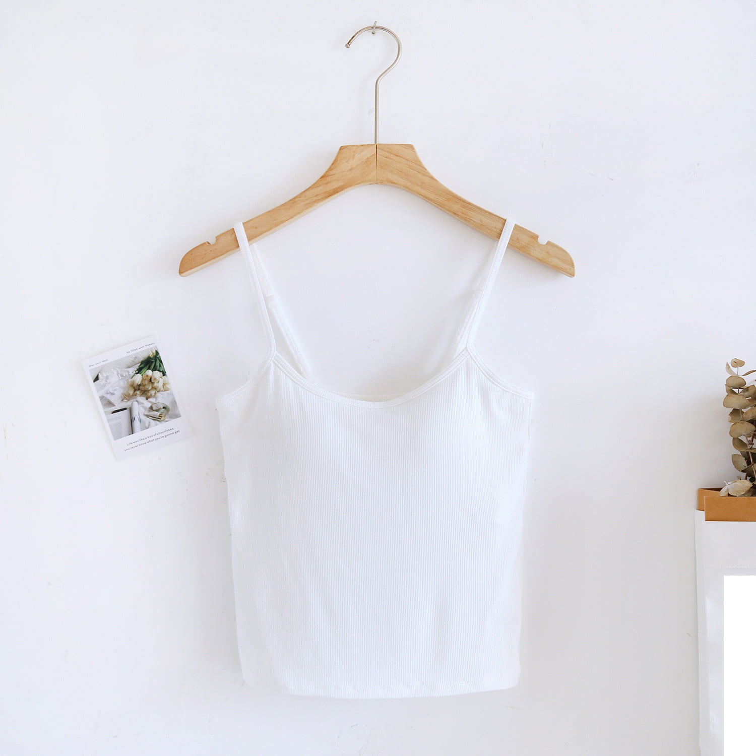 BRGZLK Women's Camisole Tops Fashion Solid Color With Chest Pad No ...