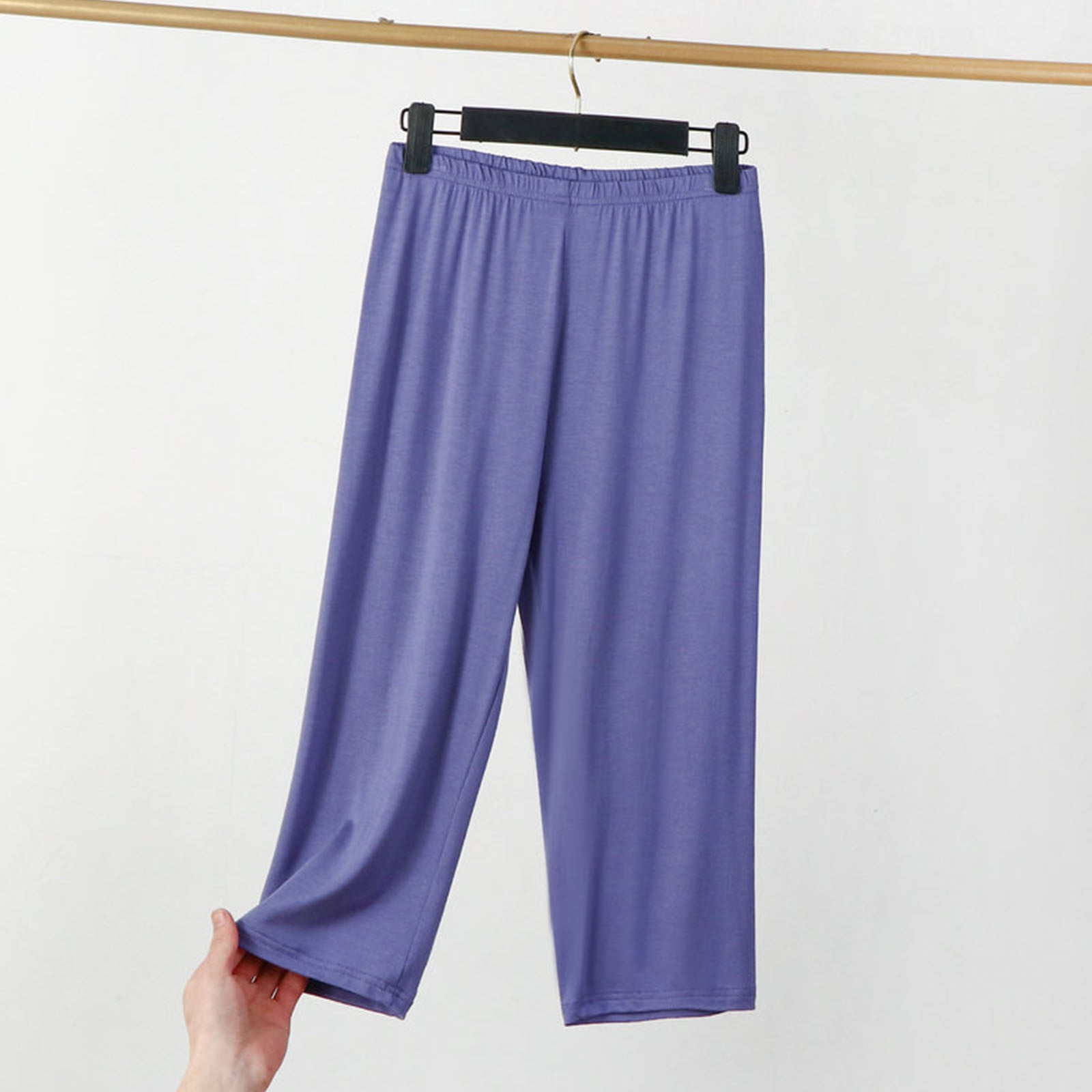 BRGZLK Women's Capri Pants Plus Size Casual Fashion Solid Color Thin ...